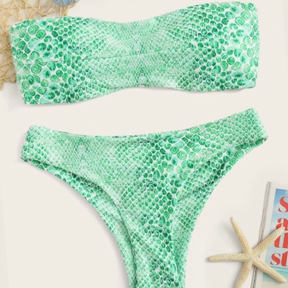 Swim | Strapless Green Snakeskin Bikini | Poshmark
